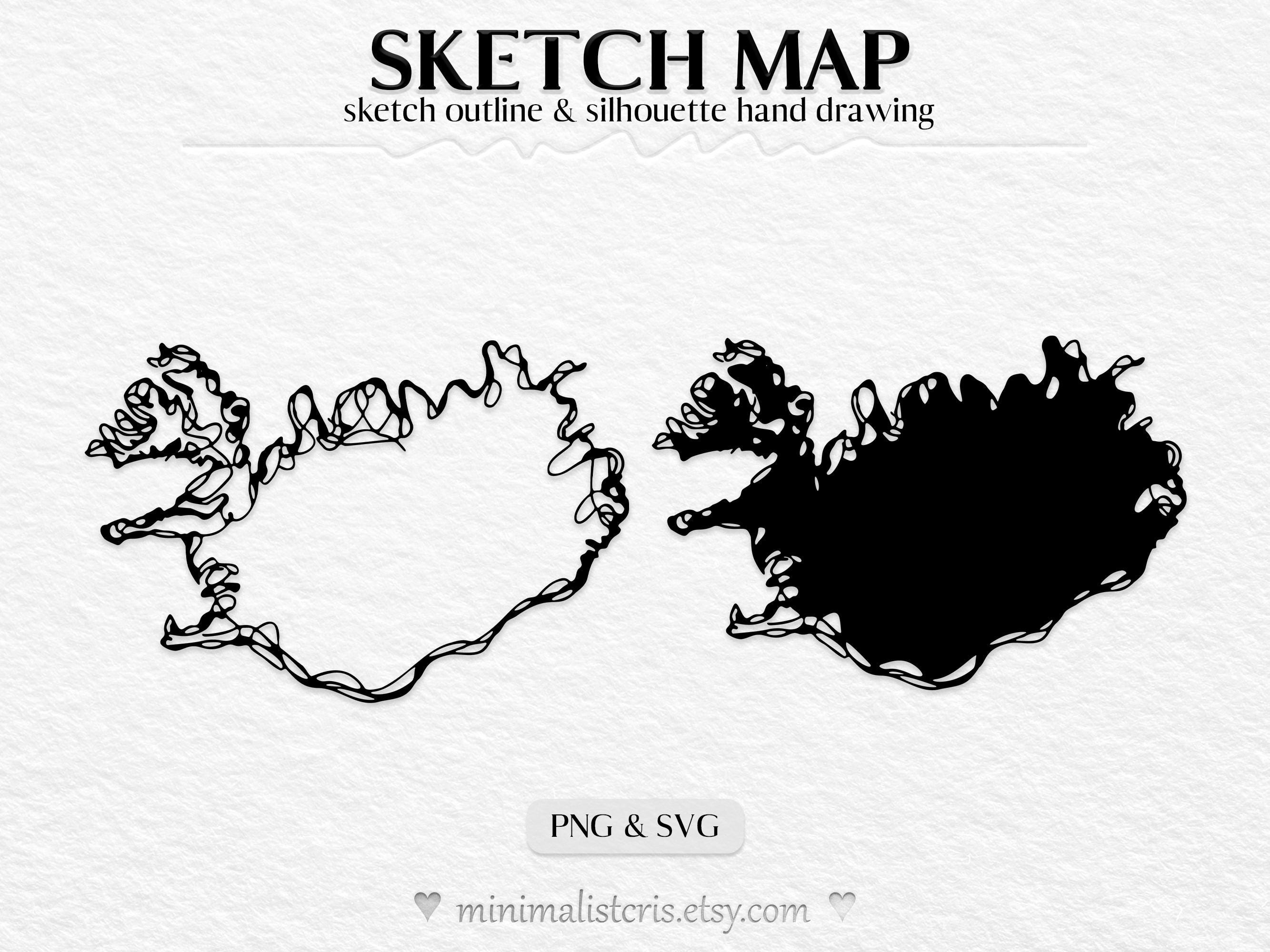Iceland Outline SVG & PNG Bundle – Minimalist Iceland Map Drawings ...
