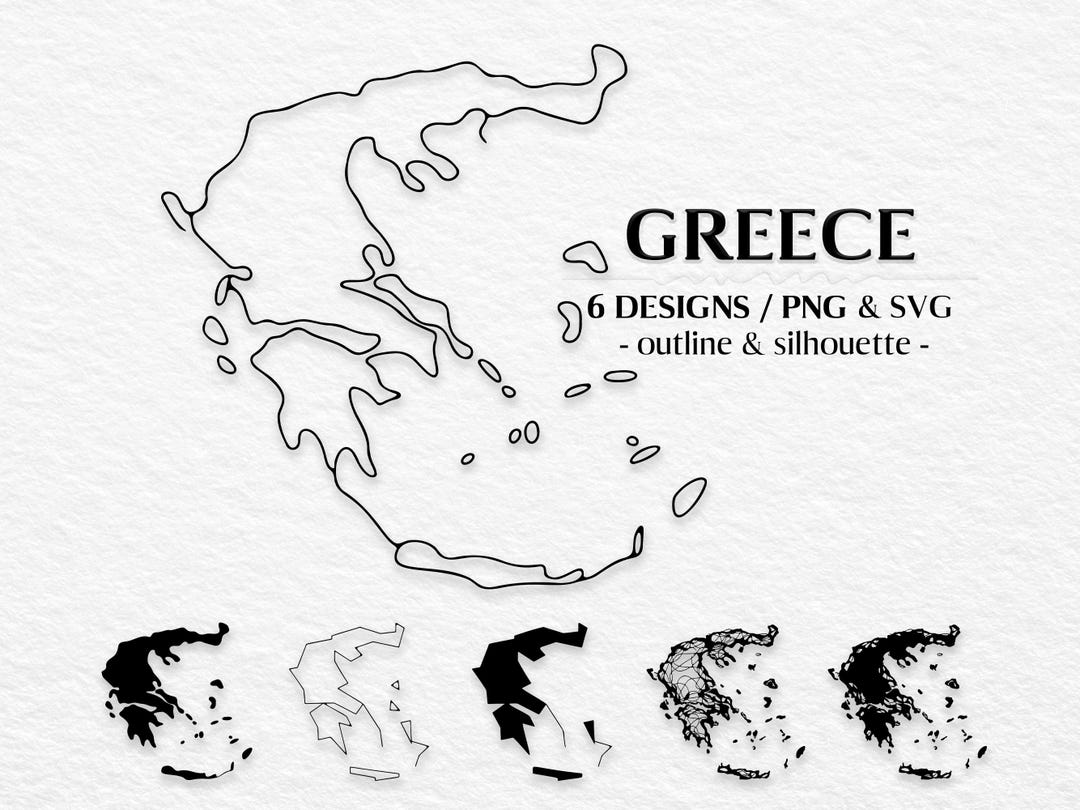 Greece Map SVG & PNG Bundle – Map of Greece, Silhouette and Outline ...