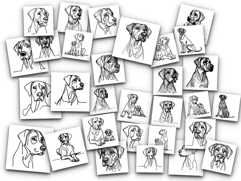 Rhodesian Ridgeback Line Art Portraits: SVG & PNG Bundle - Etsy