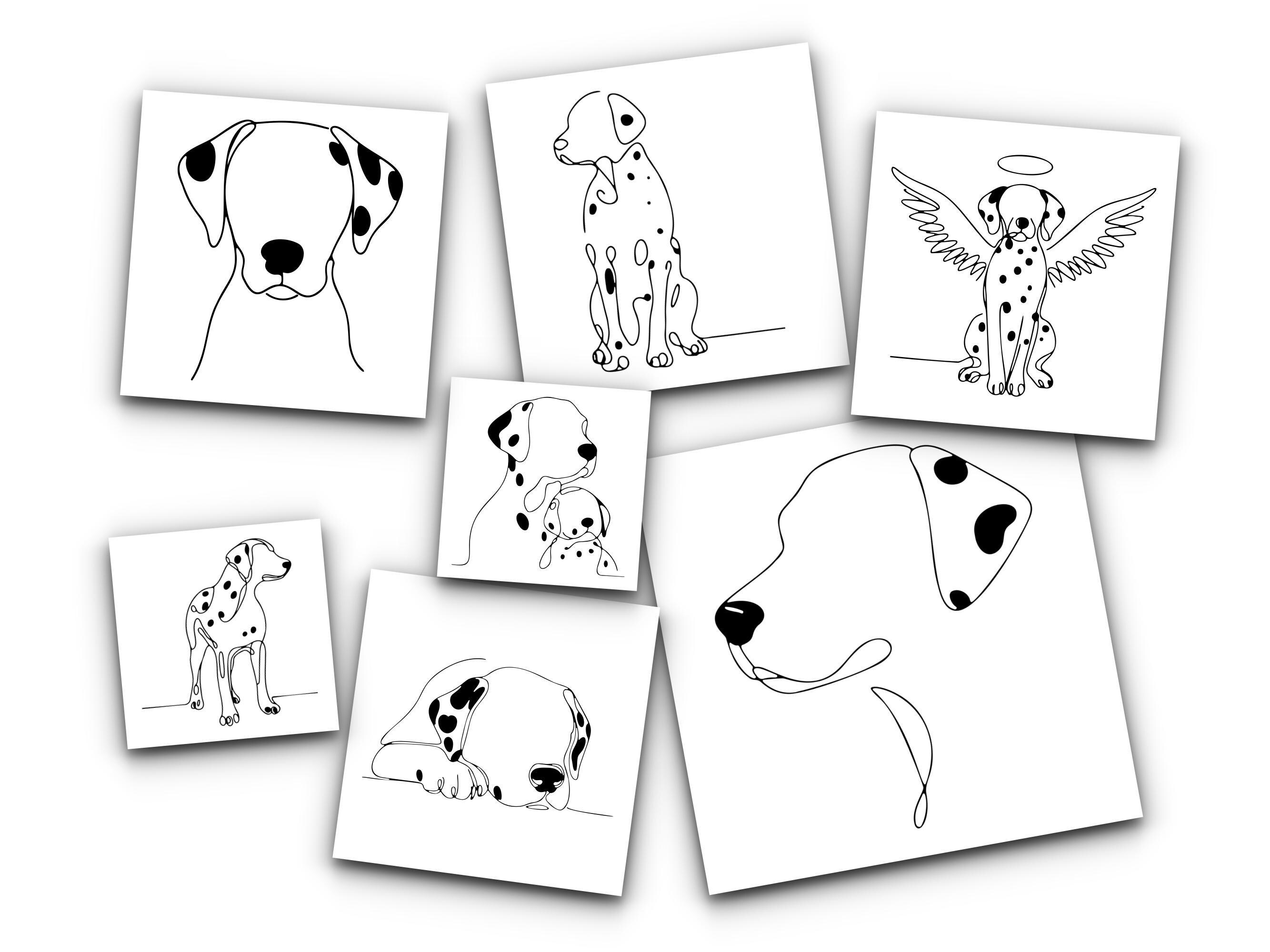 Faceless Dalmatian Dogs SVG & PNG Bundle Drawings – 7 Minimalist Dog ...
