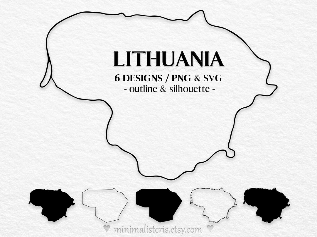 Lithuania Outline SVG & PNG Bundle – Minimalist Map of Lithuania ...