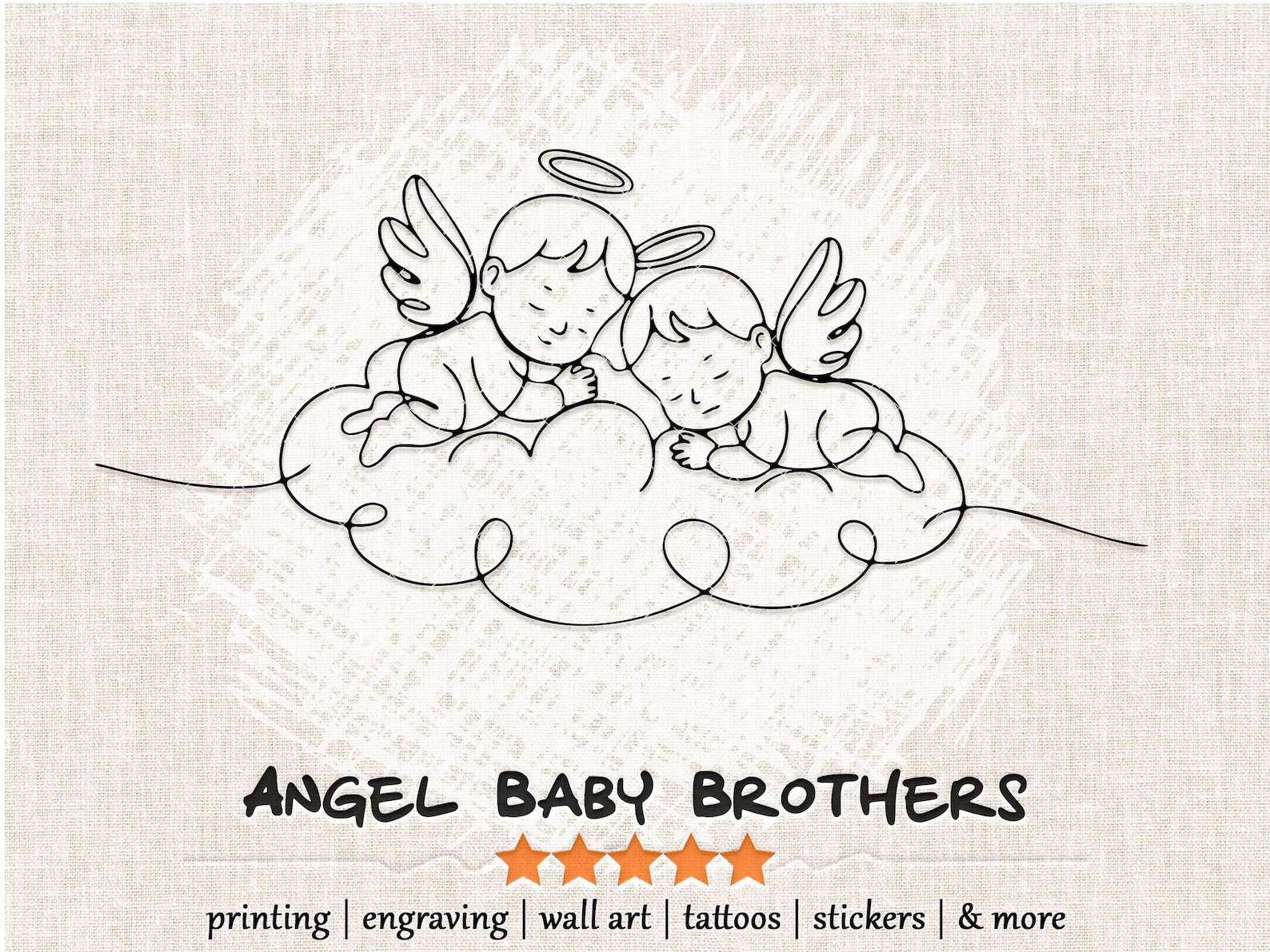 Angel Baby Brothers SVG & PNG – Minimalist Line Art Angels Drawing ...