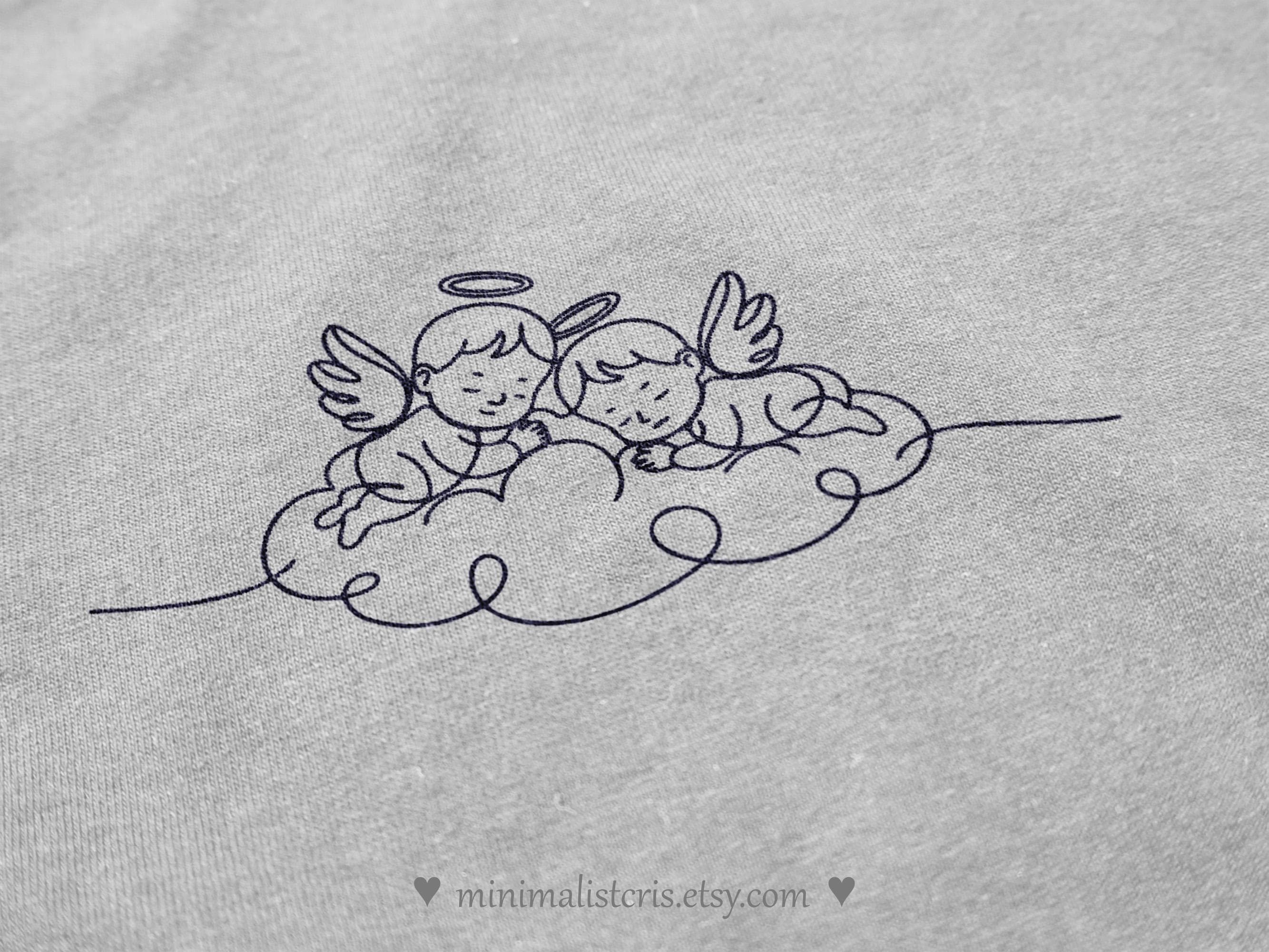 Angel Baby Brothers SVG & PNG – Minimalist Line Art Angels Drawing ...