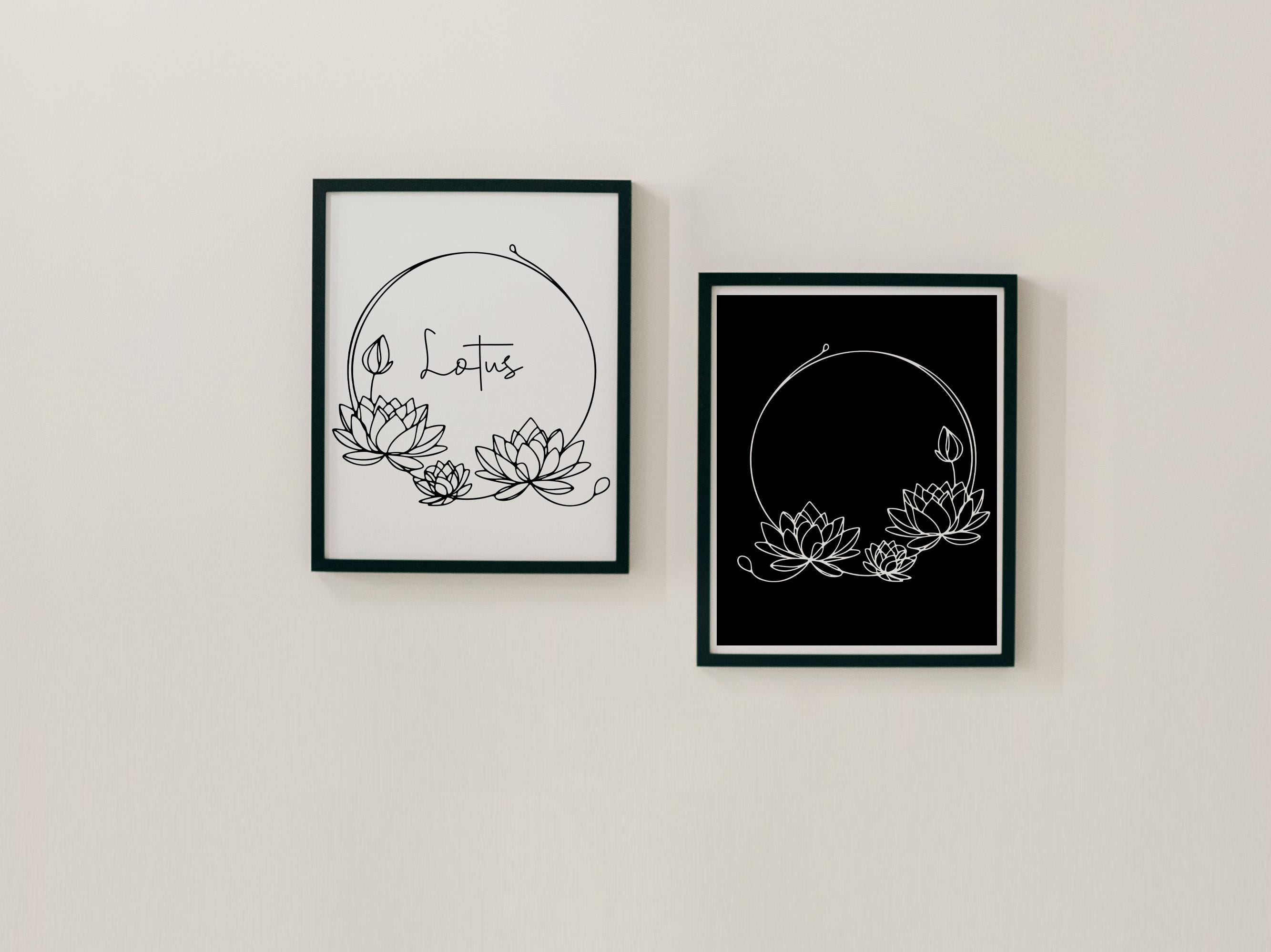 Hand-drawn Lotus Flowers Round Frames SVG & PNG Bundle | 7 Lotus ...