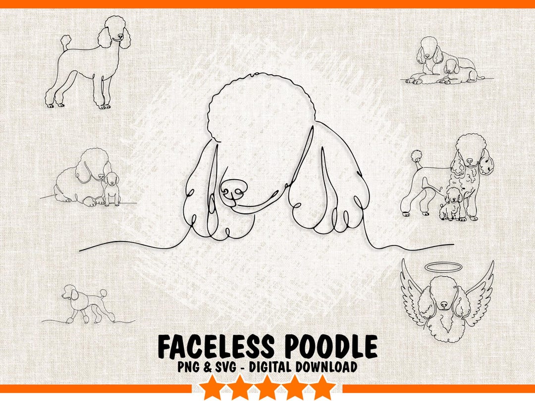 Faceless Poodle Dogs SVG & PNG Bundle | 8 Minimalist Line Art Designs ...