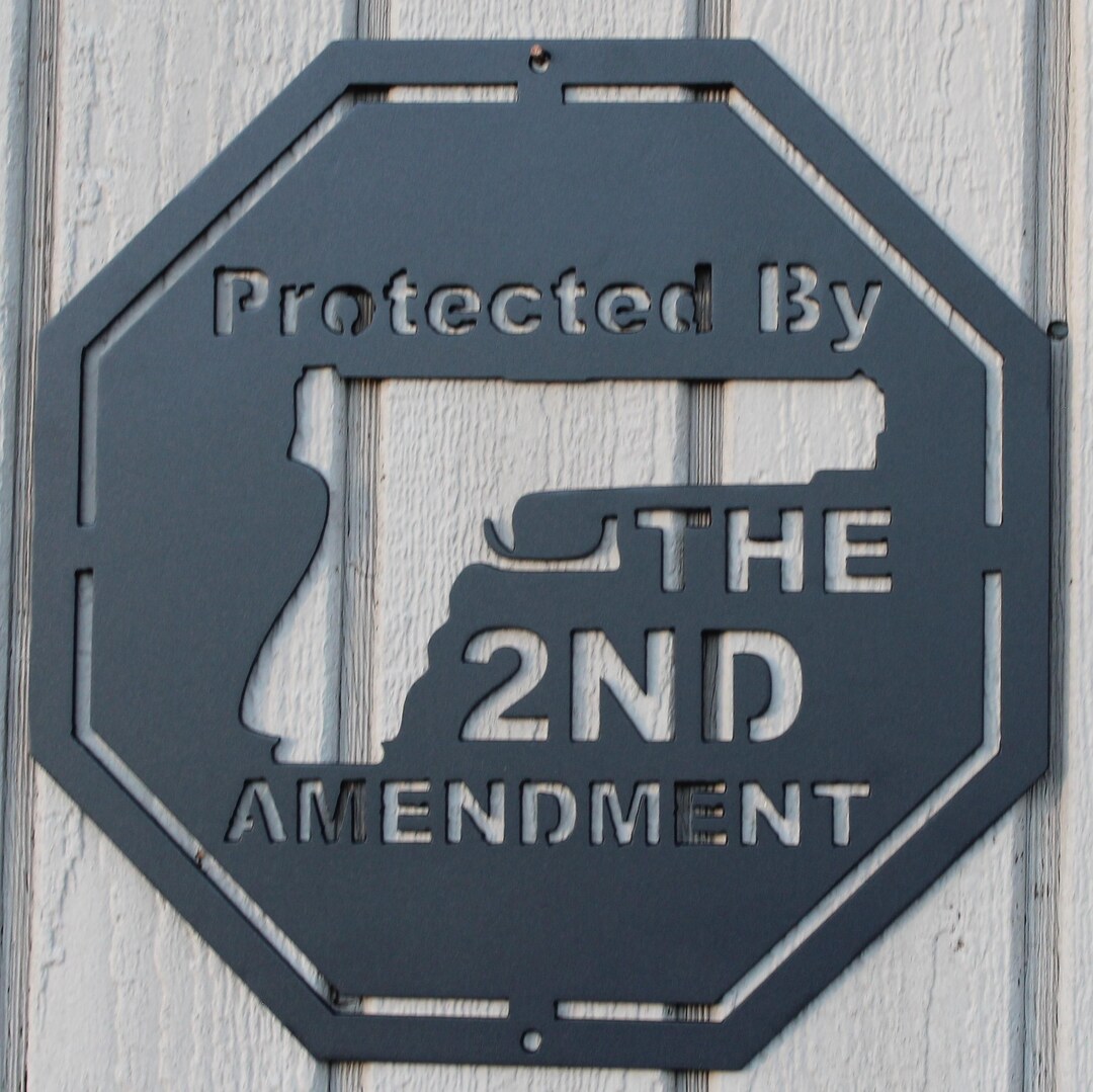 Protected by 2nd Amendment Sign Metal Wall Art Patriotic Rustic Hunting ...