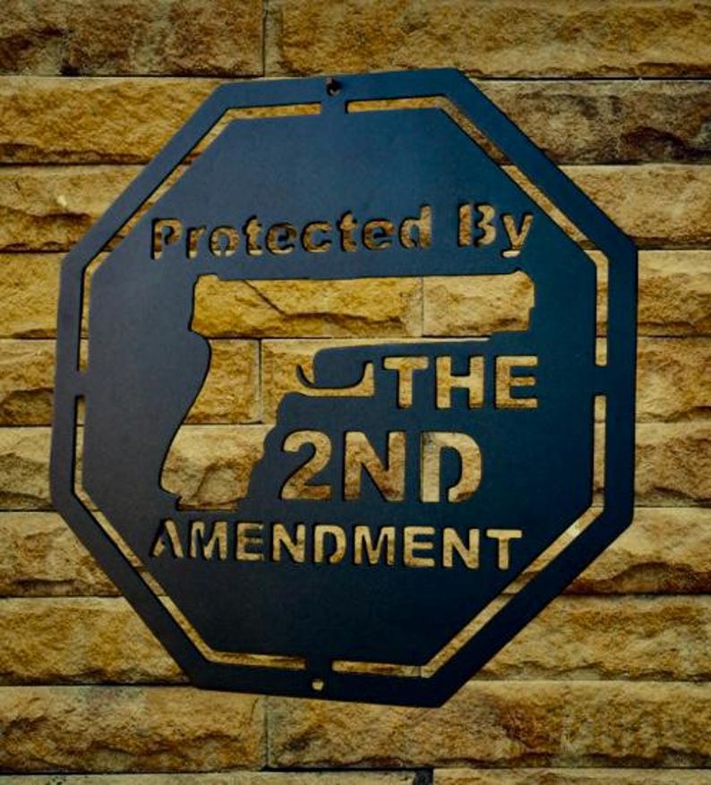 Protected by 2nd Amendment Sign Metal Wall Art Patriotic Rustic Hunting ...