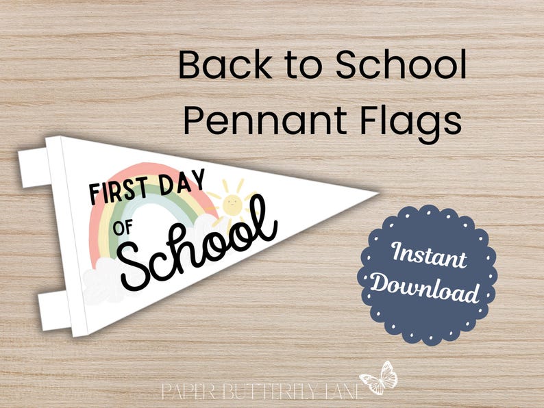 Rainbow Back to School Flag Printable First Day of School Banner ...