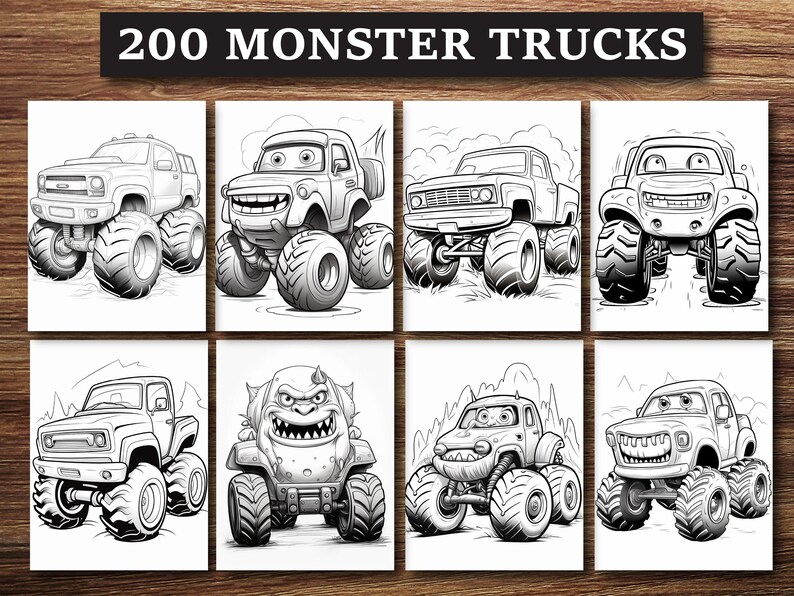 200 Cute Monster Truck Coloring Pages for Kids & Adults, Preschool ...
