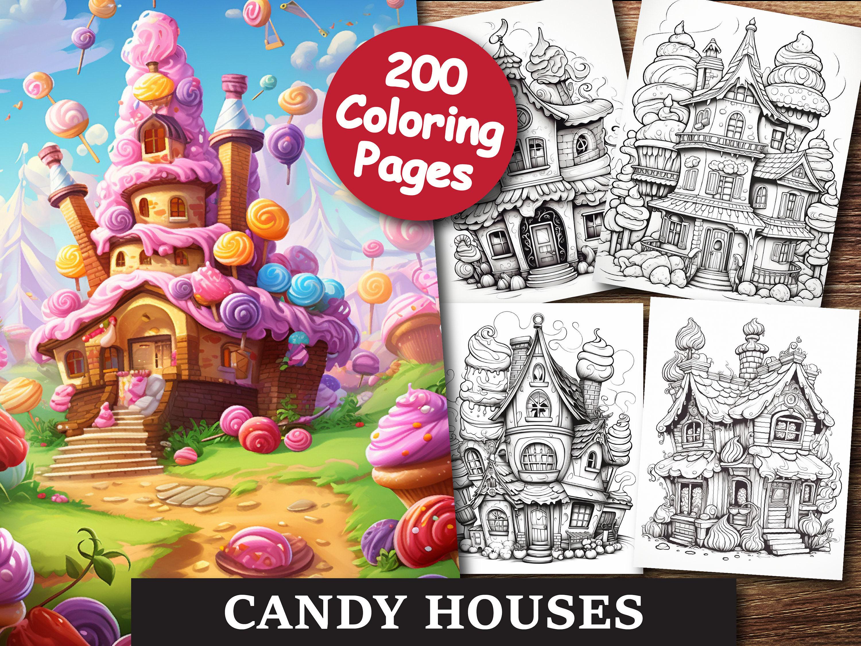 200 Candy House Coloring Pages, Desert Houses, Cute Coloring Book ...