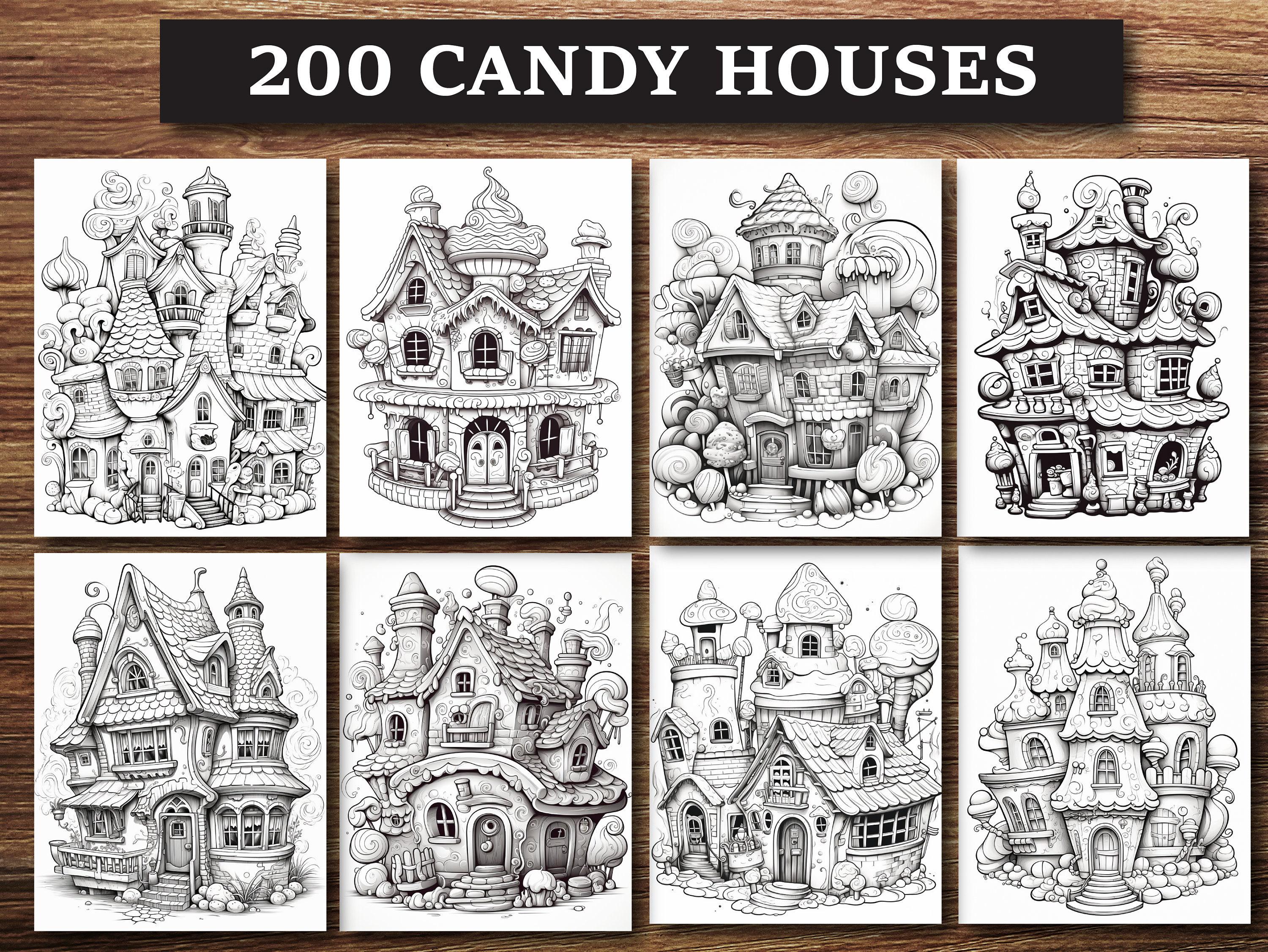 200 Candy House Coloring Pages, Desert Houses, Cute Coloring Book ...