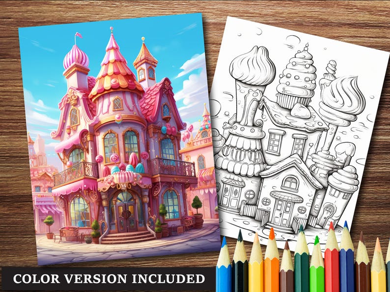 200 Candy House Coloring Pages, Desert Houses, Cute Coloring Book ...