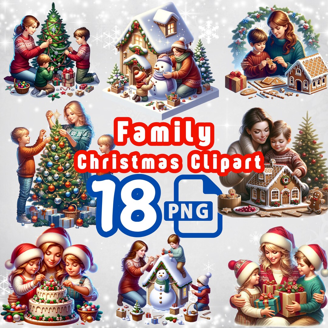 Christmas Family Clipart Bundle Family Clipart Bundle Mom Kids PNG ...