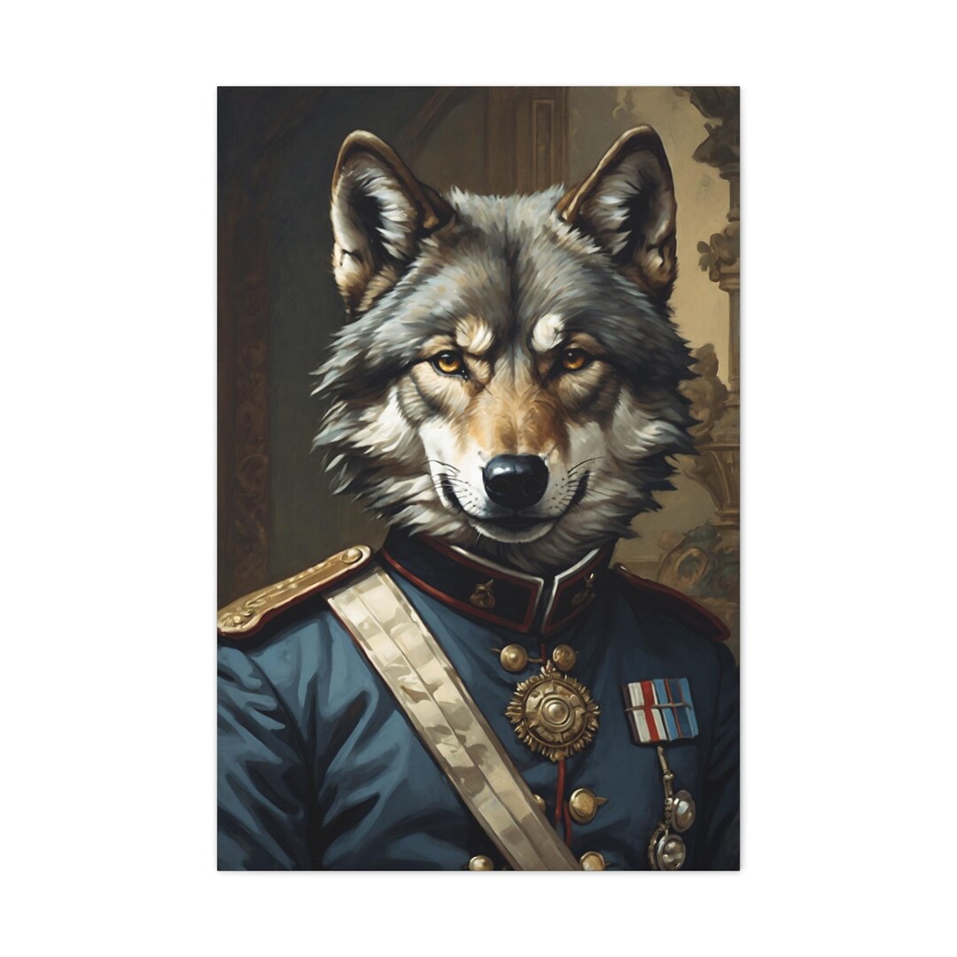 Gallant Wolf Noble Wolf in Military Attire Canvas Print Wall Art - Etsy