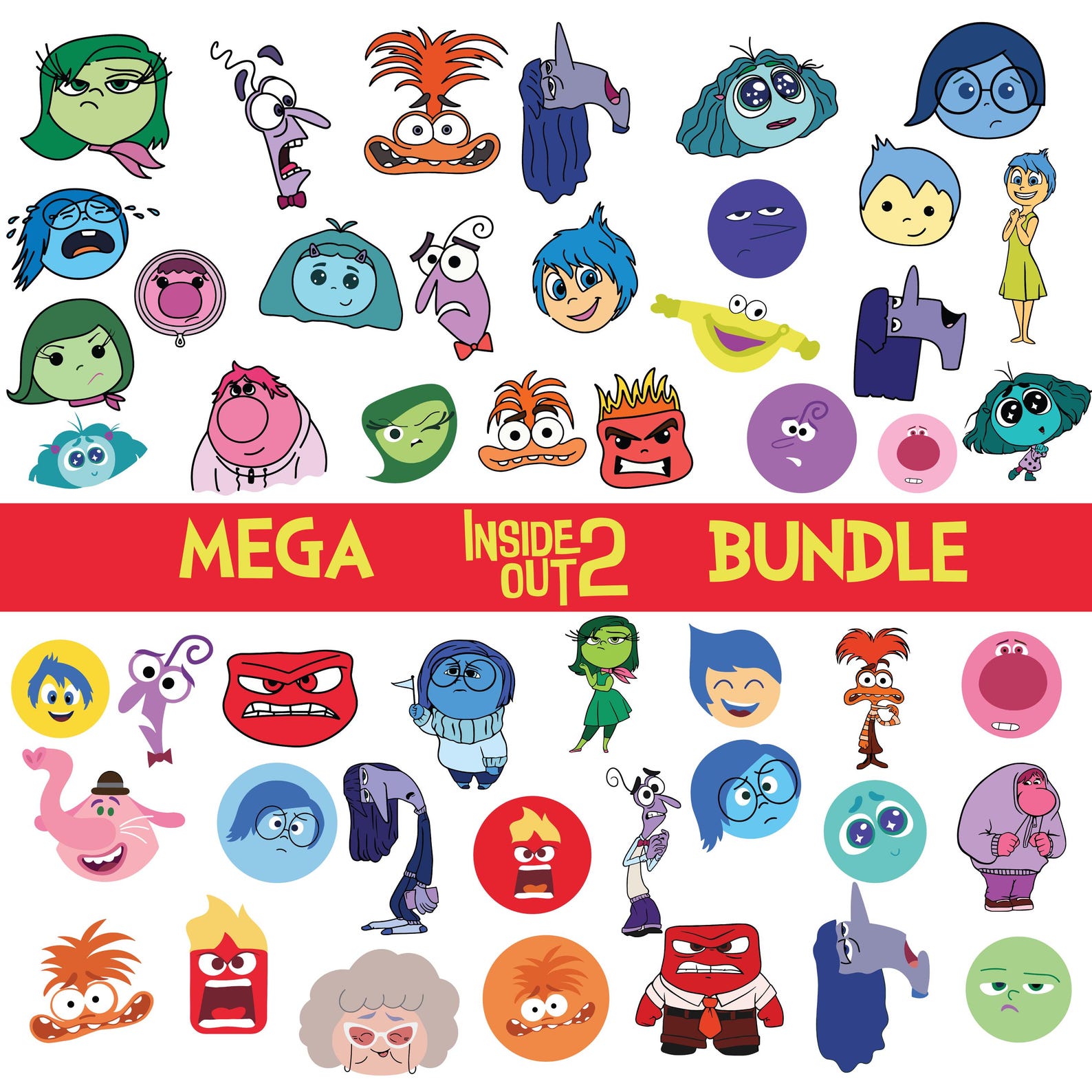Inside Out Clipart Bundle, Inside Out 2 PNG, Anger Joy Sadness ...