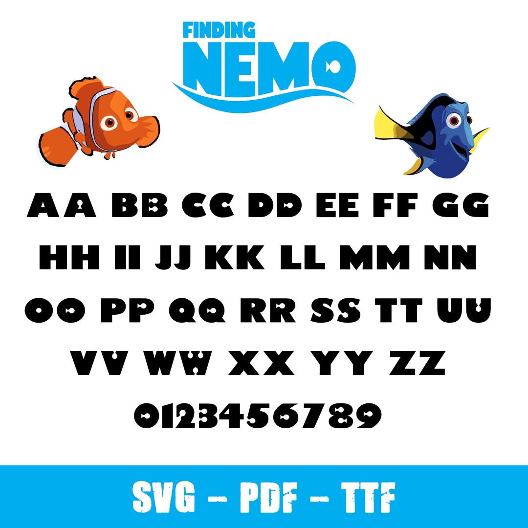 Nemo Font, Nemo Font Cricut, Nemo Font Svg, Nemo Font Silhouette, Nemo ...