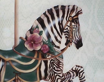 Carousel Zebra- Zebra Art Print Carousel Art Enchanting Animal Wildlife ...