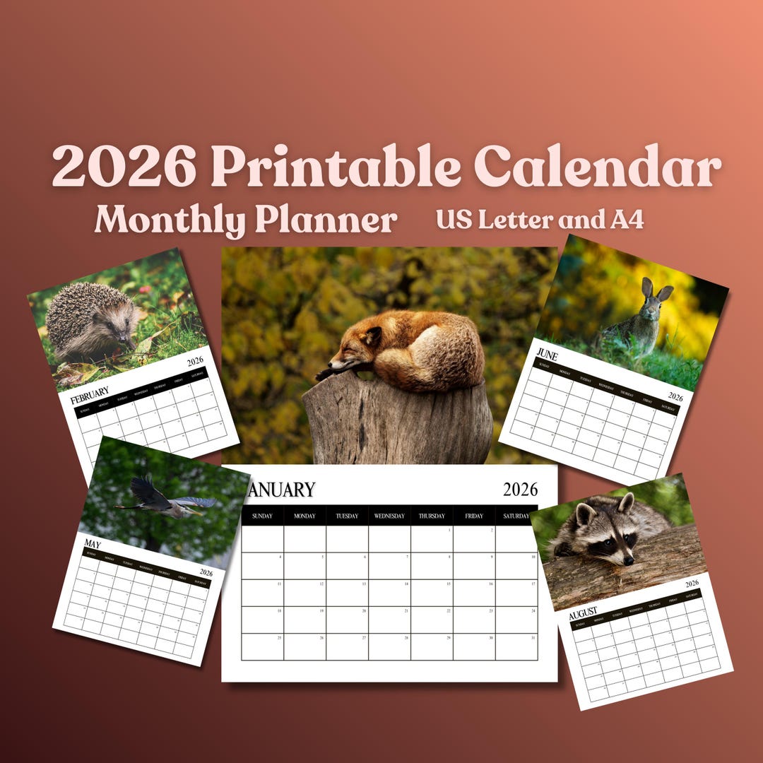 2026 Woodland Animals Printable Calendar – Cute Forest Wildlife Monthly ...