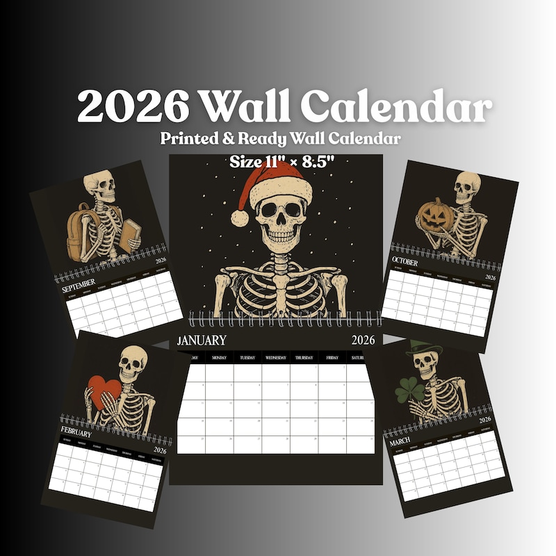 2026 Skeleton Calendar - Etsy