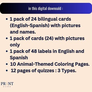 24 Bilingual Montessori Farm Animal Cards SPANISH-ENGLISH + 12 Quizzes ...