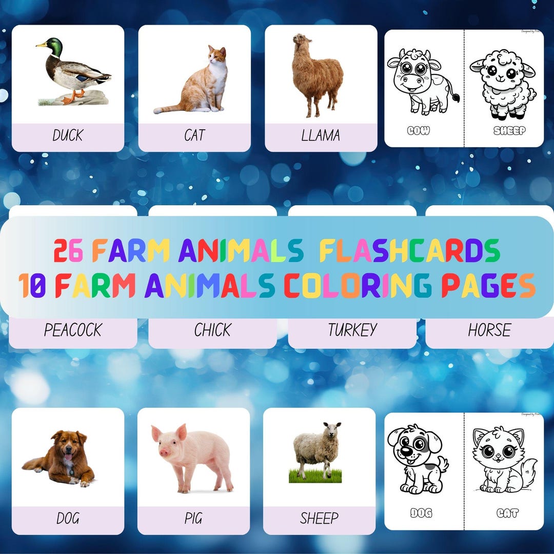 Printable and Editable Montessori Farm Animal Flashcards | 26 ...