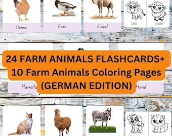 FARM ANIMALS FRENCH Version | 24 Montessori 3-part Cards + 9 Coloring ...