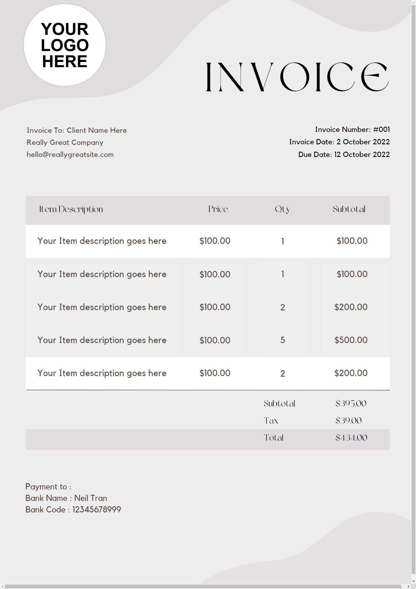 Invoice Template, Recipe Template, Order Form Template - Etsy