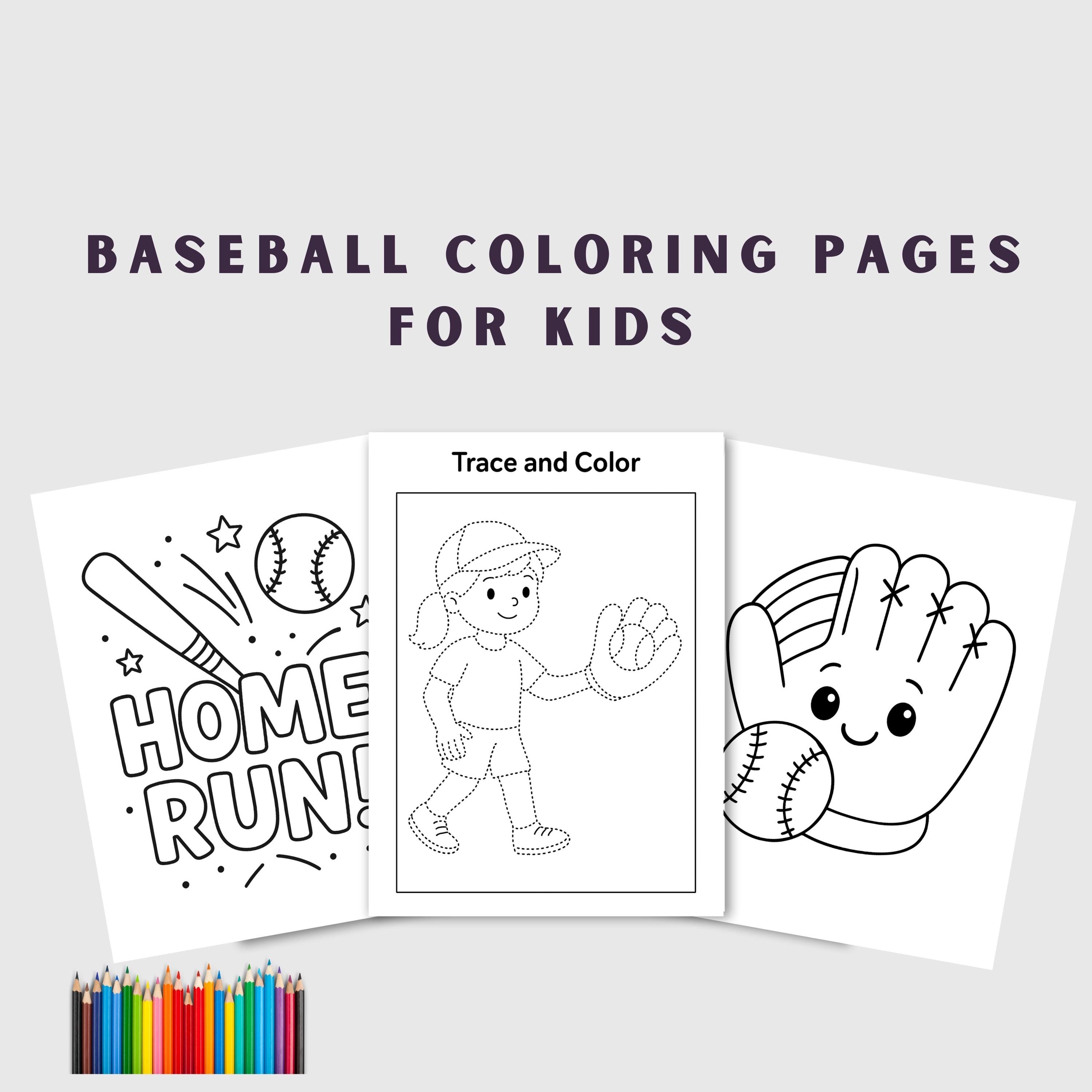 Kids Baseball Coloring Book & Activity | 12 Unique Pages | Instant ...