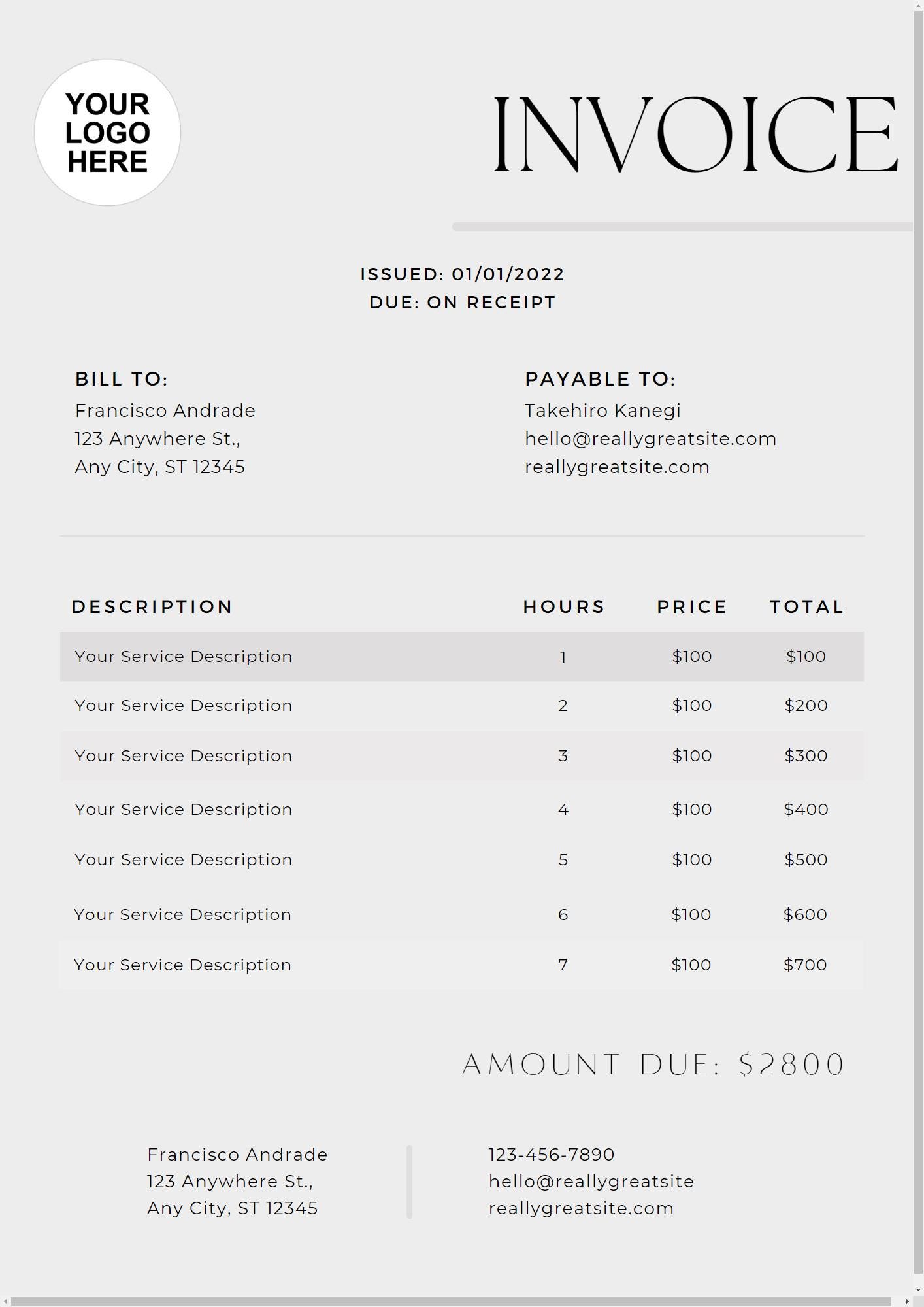 Invoice Template, Recipe Template, Order Form Template - Etsy