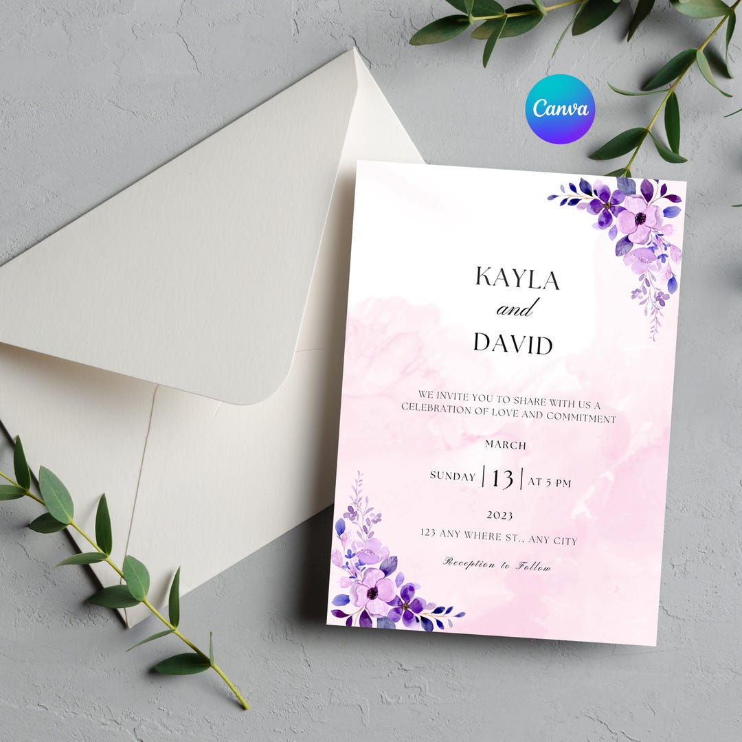 Unique Wedding Invitation Custom Design, Floral Print, Elegant ...
