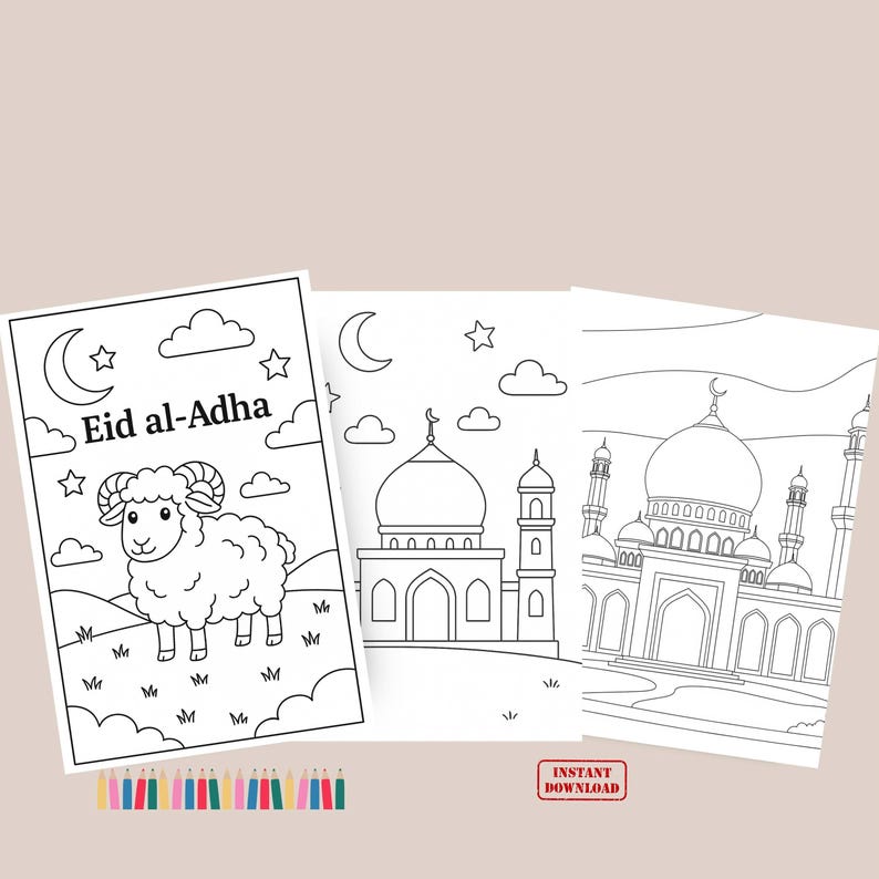 Eid al-Adha Coloring, eid coloring pages, instant dowloand, pdf ...