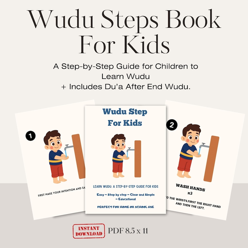 Kids Wudu Guide – Step-by-step Wudu Poster | Islamic Learning Printable ...