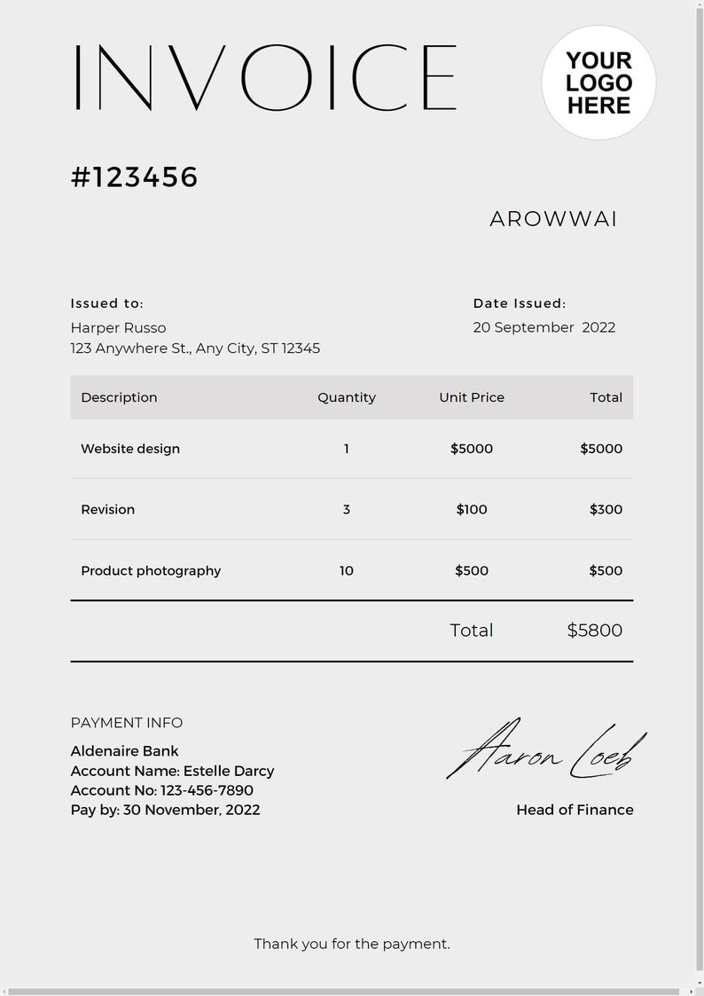 Invoice Template, Recipe Template, Order Form Template - Etsy