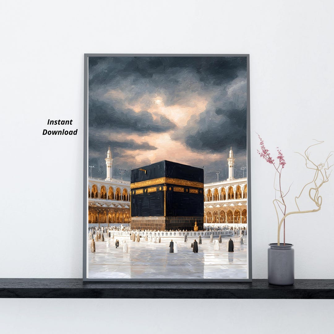 Digital Kaaba Oil Painting | Mecca Wall Art | Islamic Decor | Instant ...