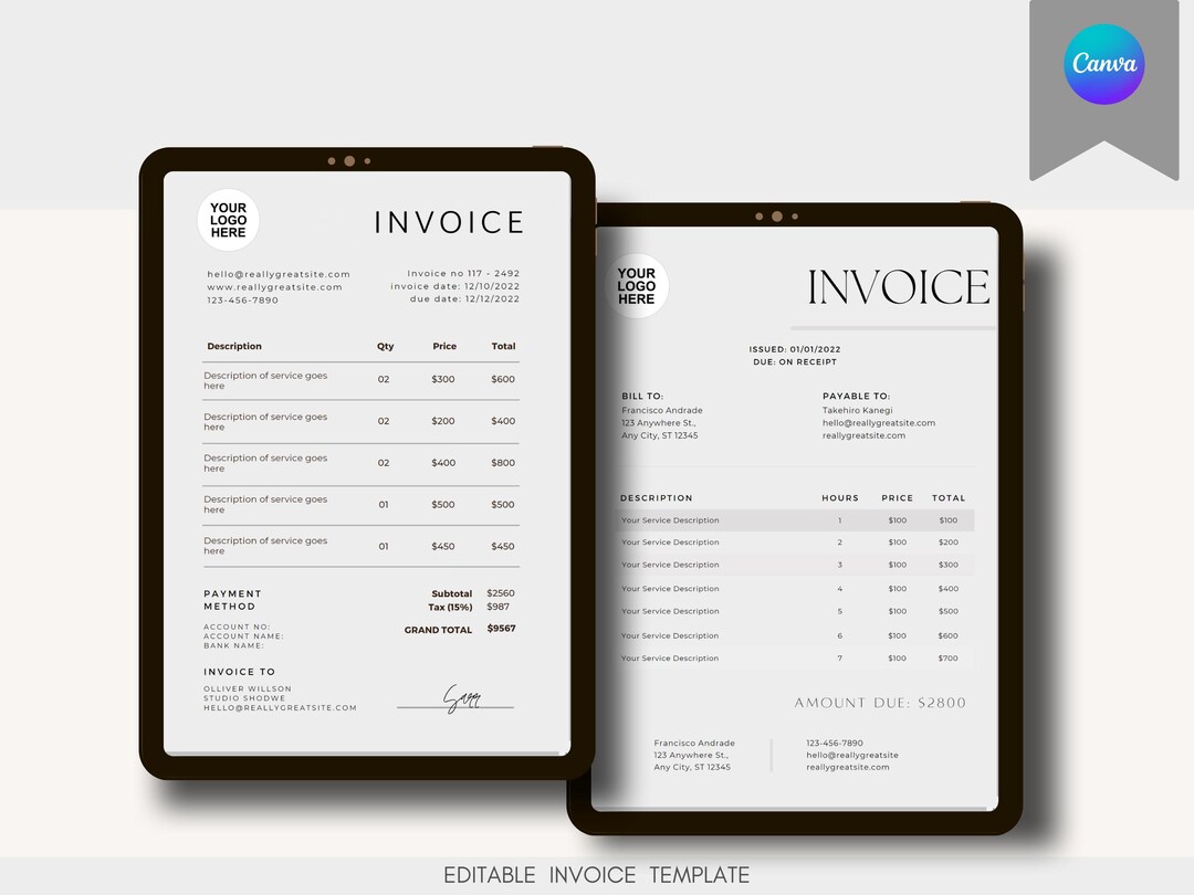 Invoice Template, Recipe Template, Order Form Template - Etsy