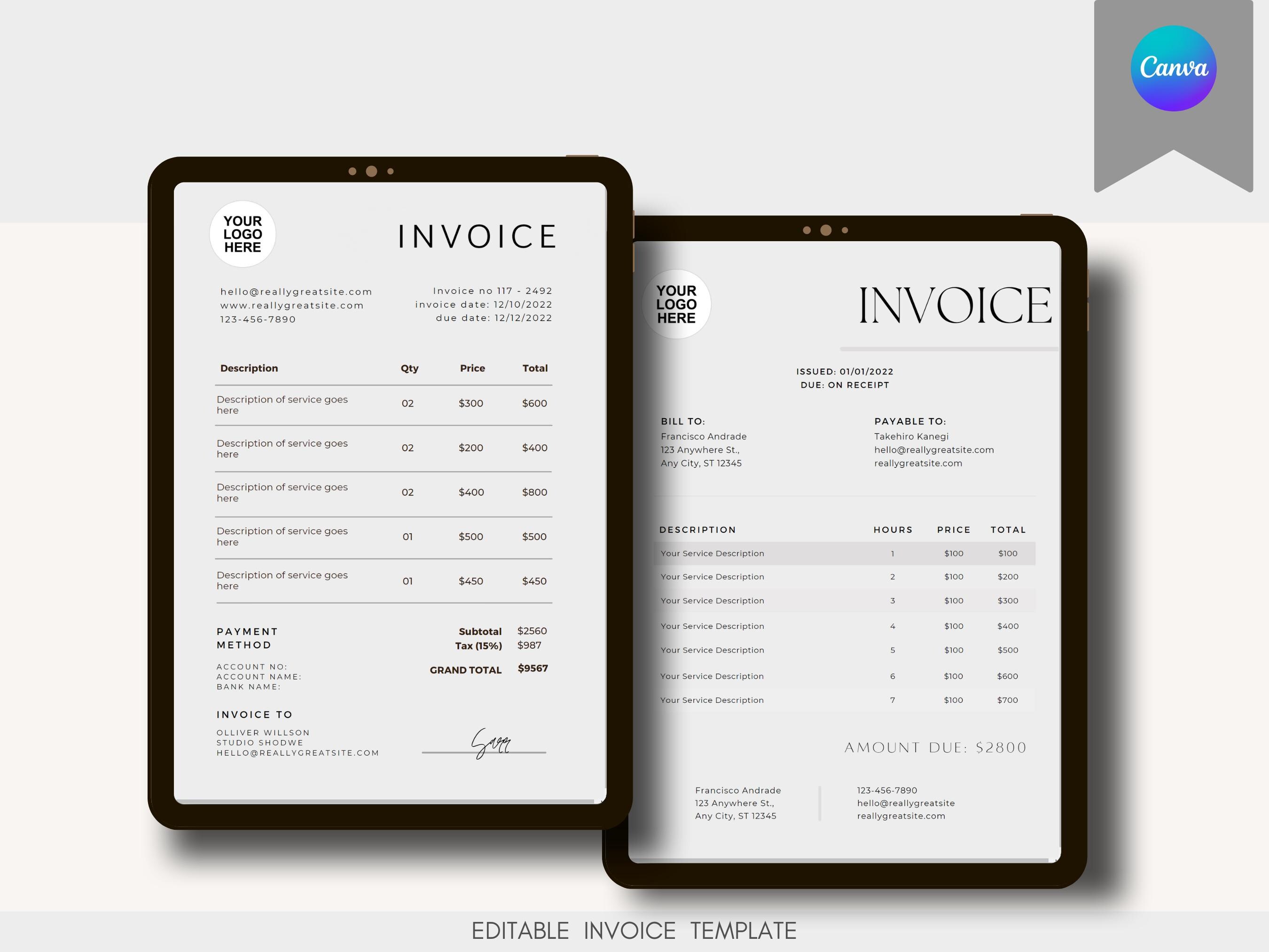 Invoice Template, Recipe Template, Order Form Template - Etsy