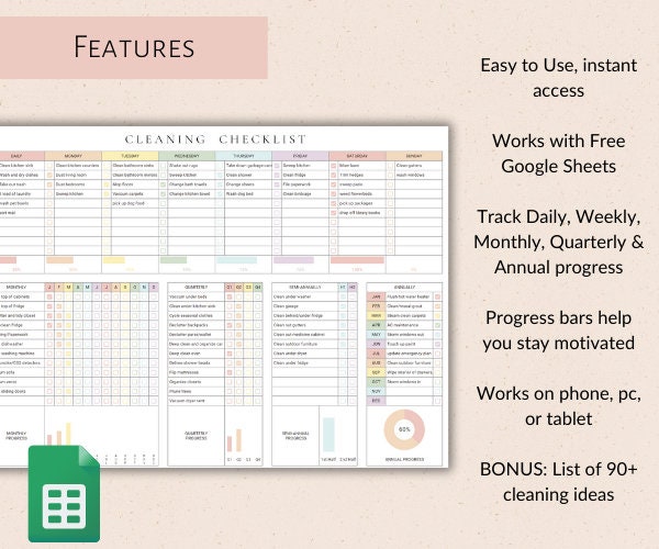 Cleaning Checklist Template, Cleaning Checklist Spreadsheet, Home ...