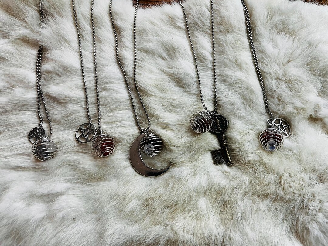 Crystal Cage Necklaces Moonstone and Carnelian - Etsy