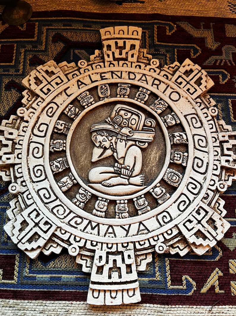 Mayan Vintage Calendar Wall Mural, Mesoamerican Pottery, Mexican Folk ...