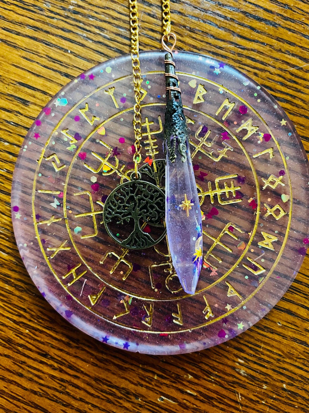 Viking Tree of Life Rune Compass With Matching Color Change Pendulum - Etsy
