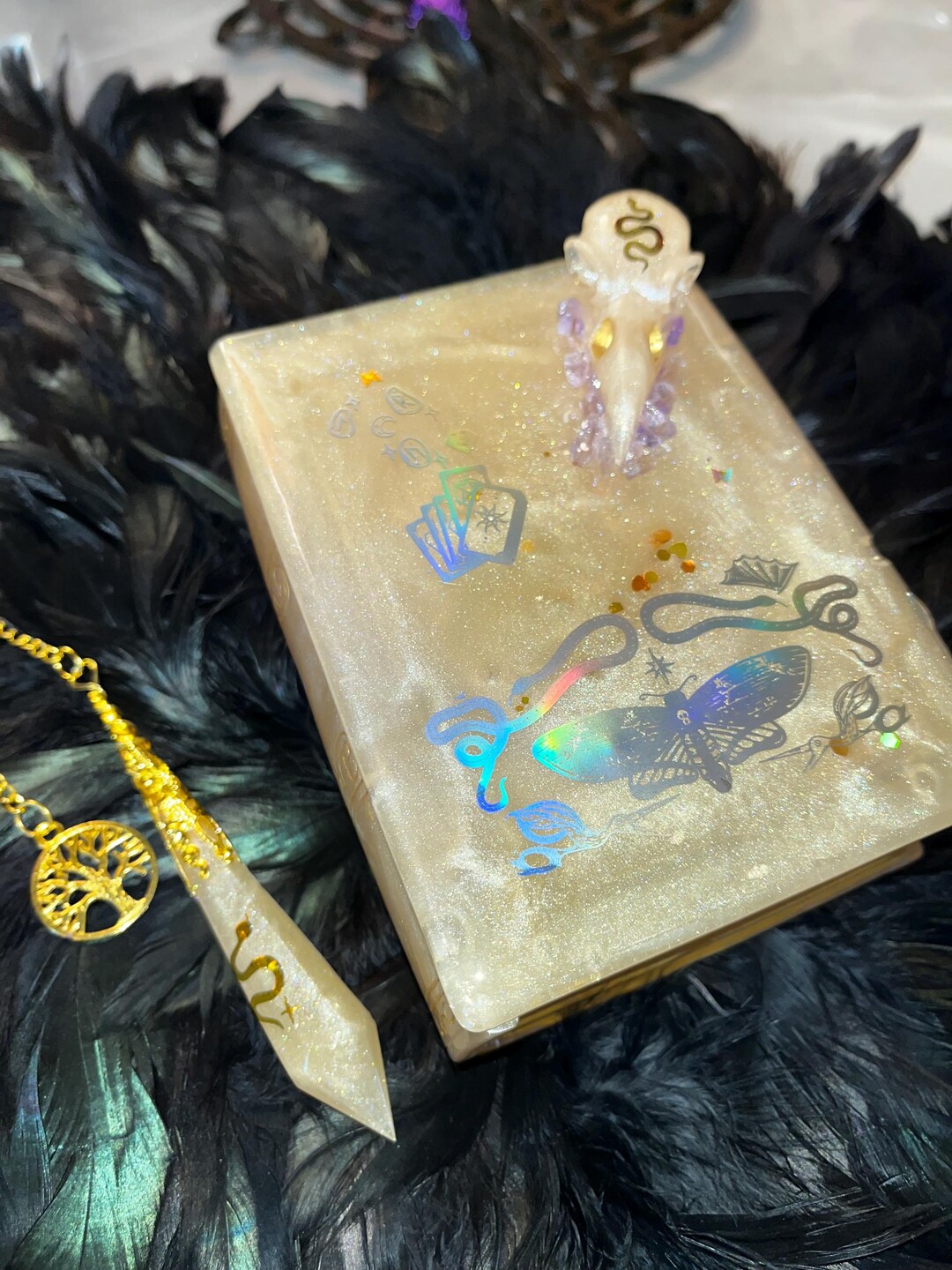Witches Runes With Matching Crow Head Box and Tree of Life Pendulum - Etsy