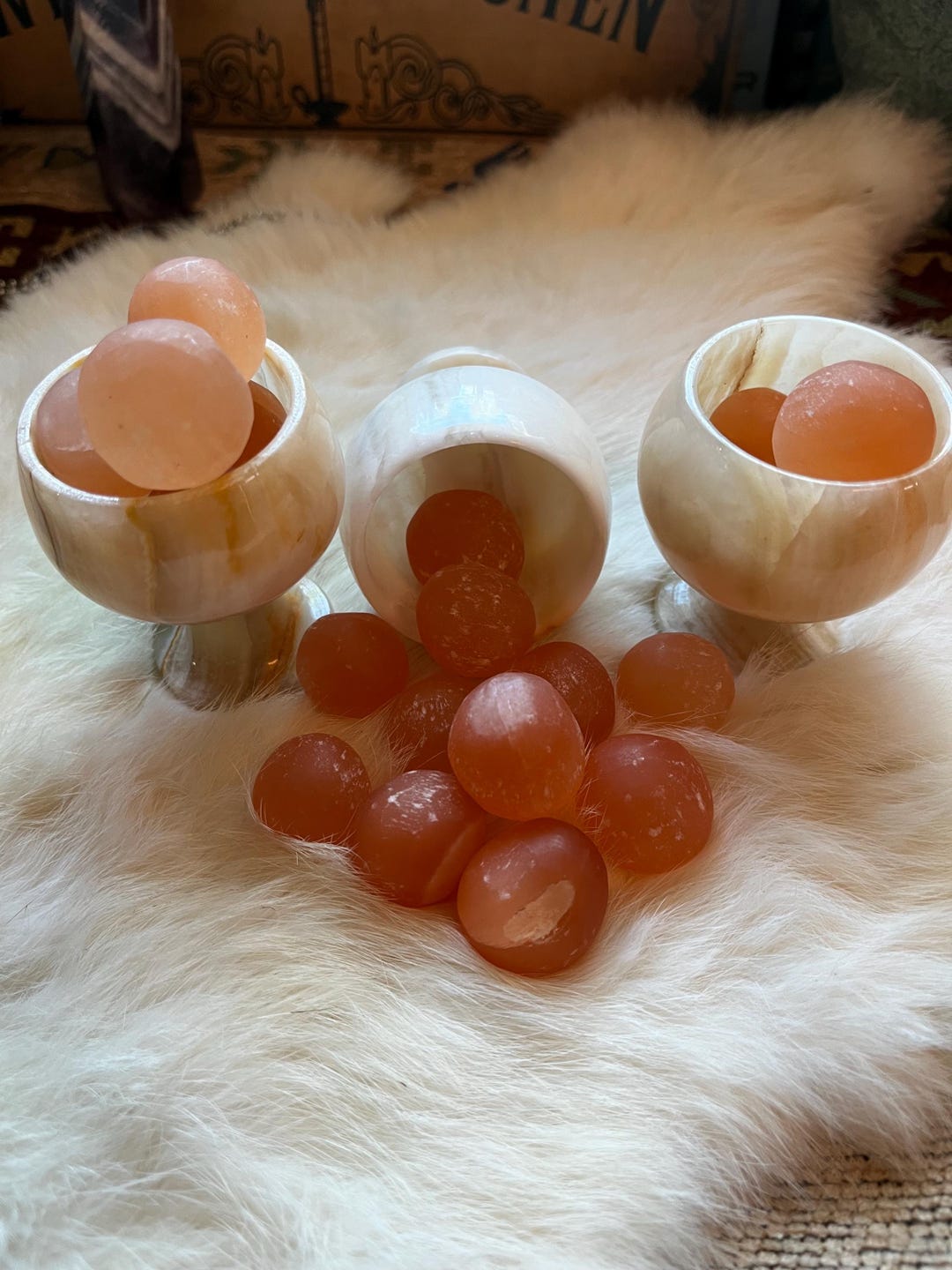Orange Selenite Tumbled Crystal Spheres, Peach Selenite Stones - Etsy