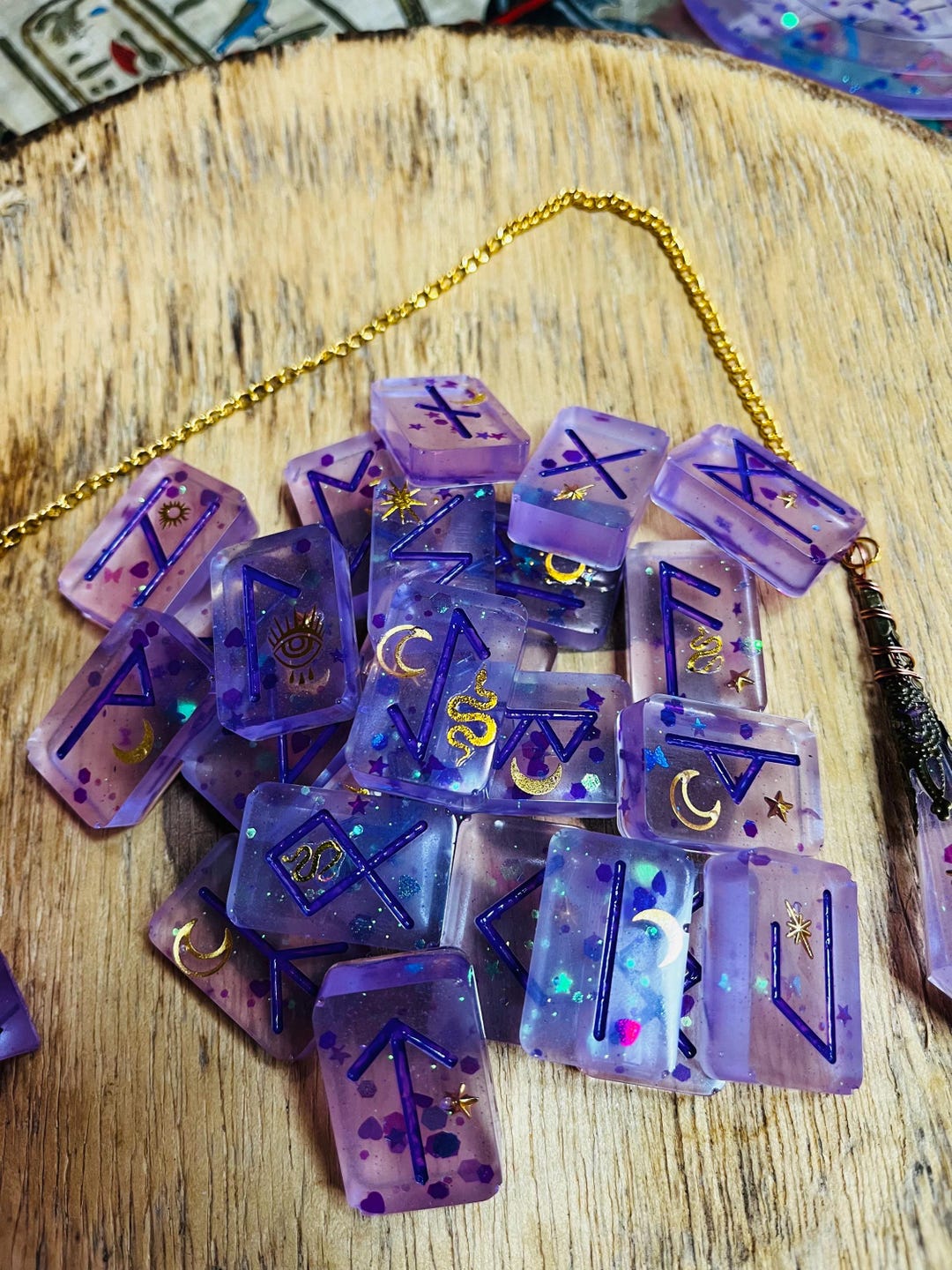 Viking Rune Set Purple Glow in the Dark With Pendulum - Etsy