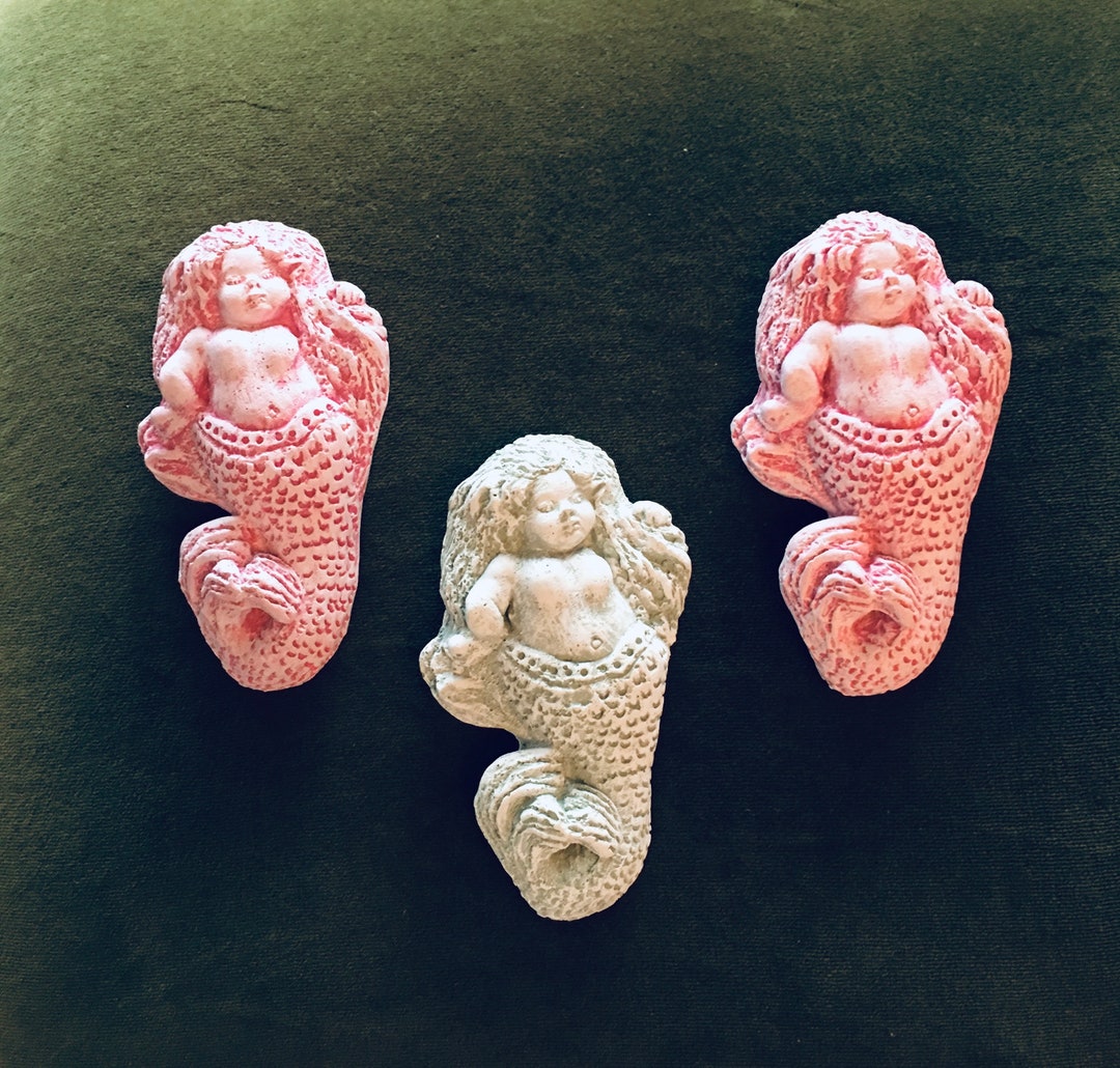 Plaster Mermaid Wall Art Set: Pink & Aqua Decor - Etsy