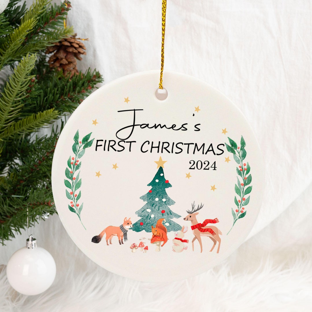 Personalised Baby's First Christmas Bauble, Baby 1st Rabbit Christmas ...