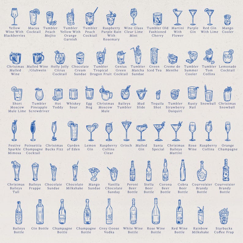 Elegant Signature Drink Menu for Weddings, Parties, Events Personalized ...