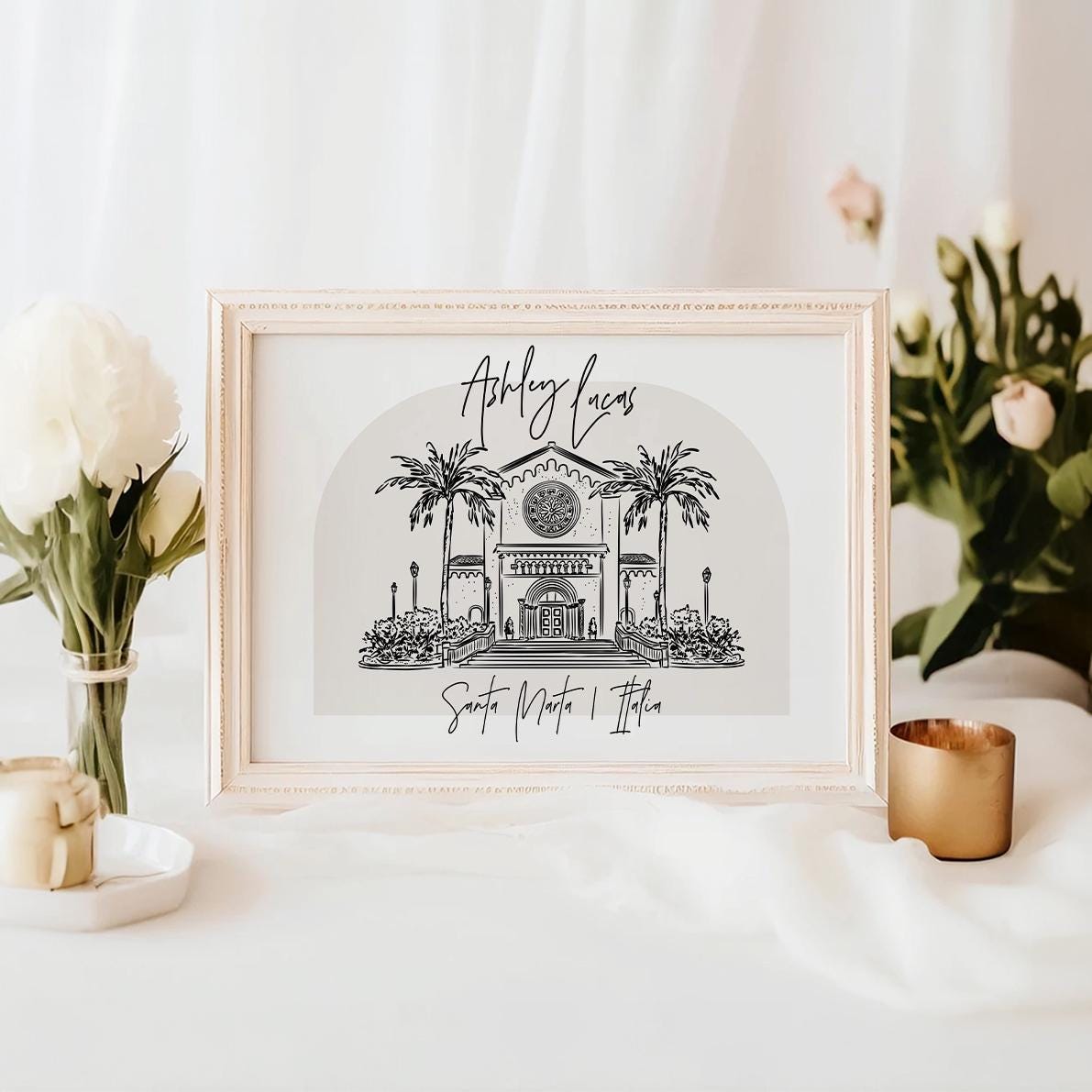 Custom Wedding Venue Illustration Wedding Destination Location Art ...