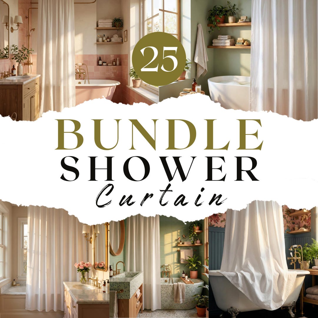 25 Shower Curtain Mockup Bundle | Vintage Retro Modern Cottagecore ...