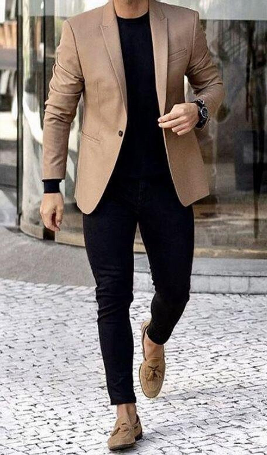Men's Light Brown Old Money Style Blazer for Men for Wedding ...