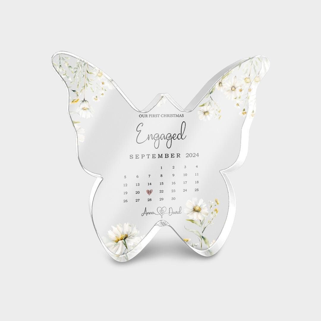 Custom Engagement Calendar Block, Engagement Day Couple's Names Gift ...